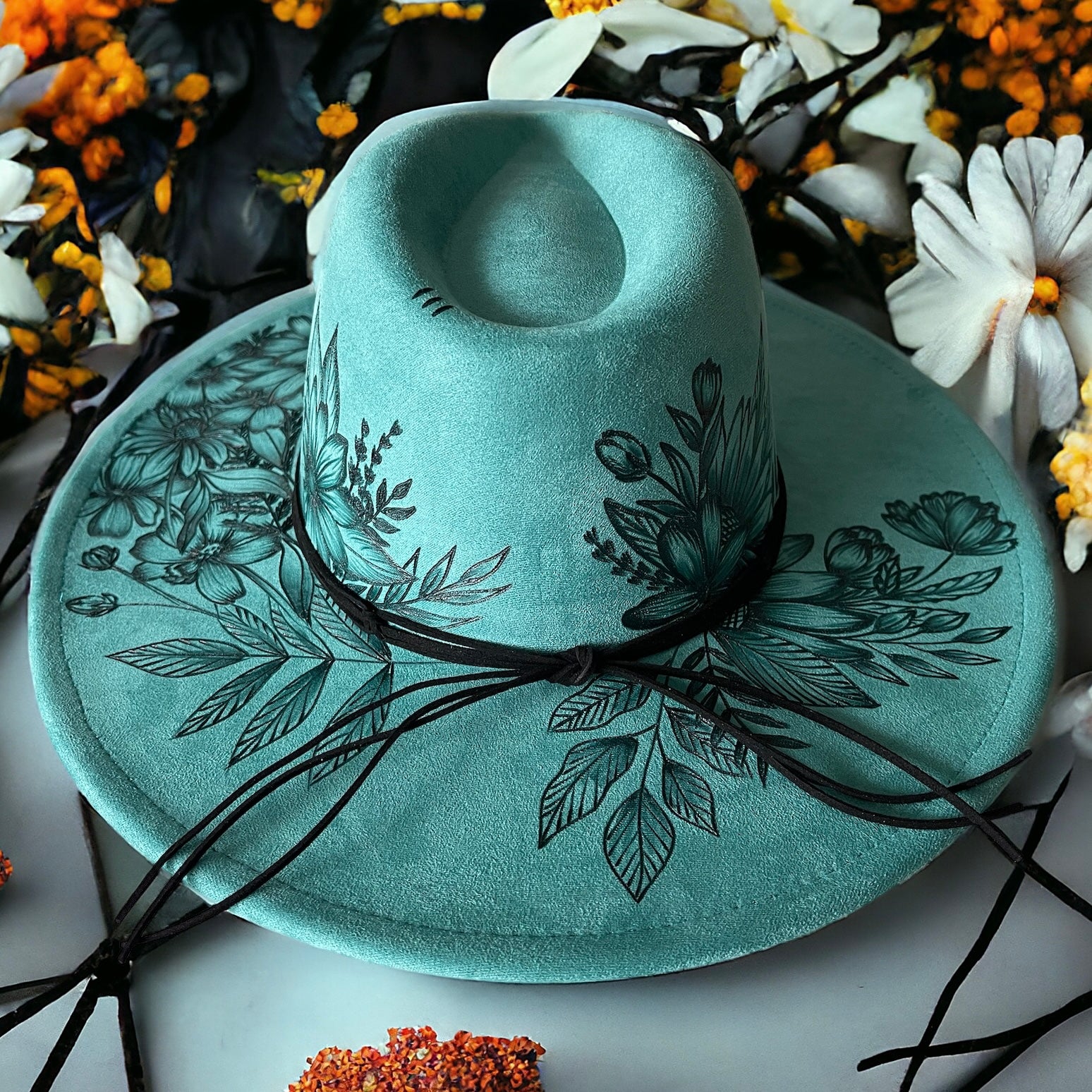 Indigo Fields - Burned Wide Brim Hat – Piper Hat Co
