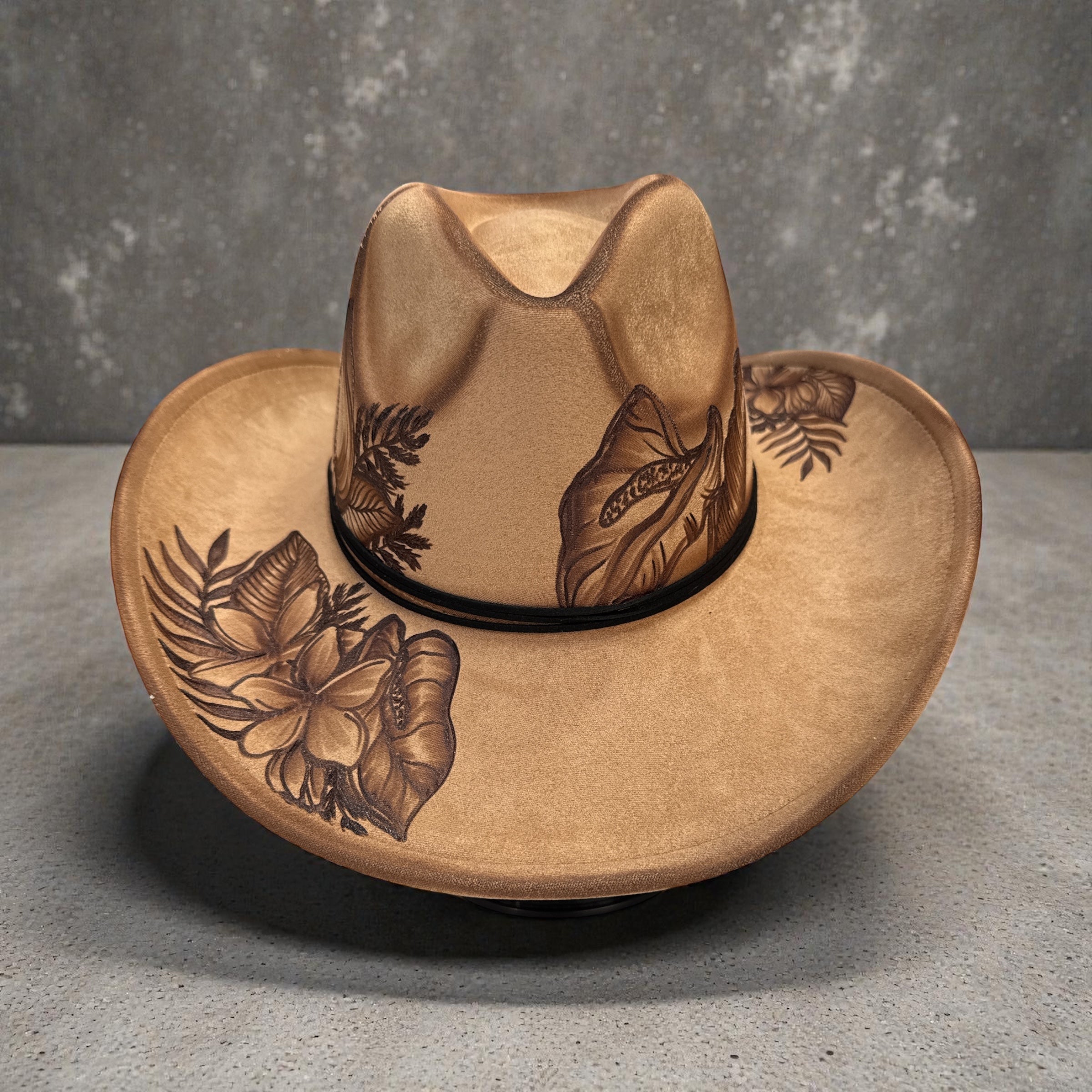Anthurium & Petals - Burned Cowboy Hat – Piper Hat Co